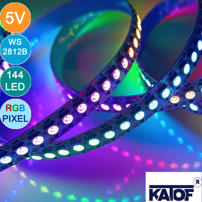 5V WS2812B IP30 Adreslenebilir RGB Pixel Şerit 144Ledli 5 Metre ...
