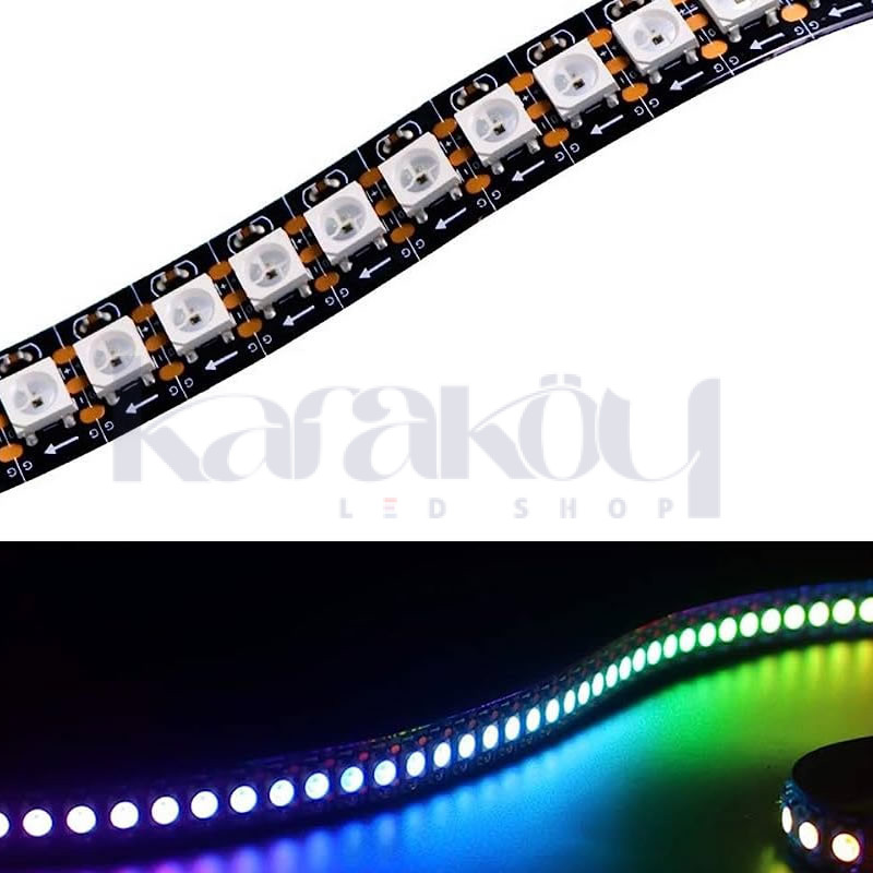 5V WS2812b IP30 RGB Pixel Şerit 144Led | Karaköy Led Shop