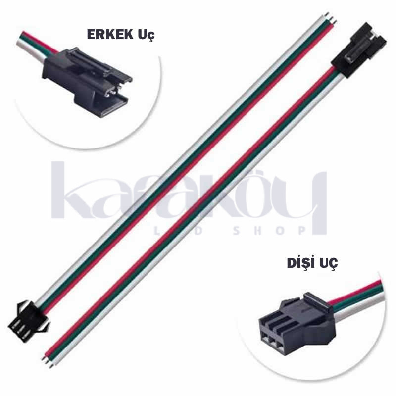 3pin Pixel Led Ara Kablo Dişi-Erkek (10 Takım) | Karaköy Led Shop