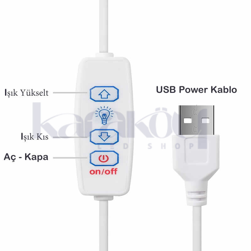 Usb'li 5Vdc Dimlemeli Ara Kablo 1mt | Karaköy Led Shop