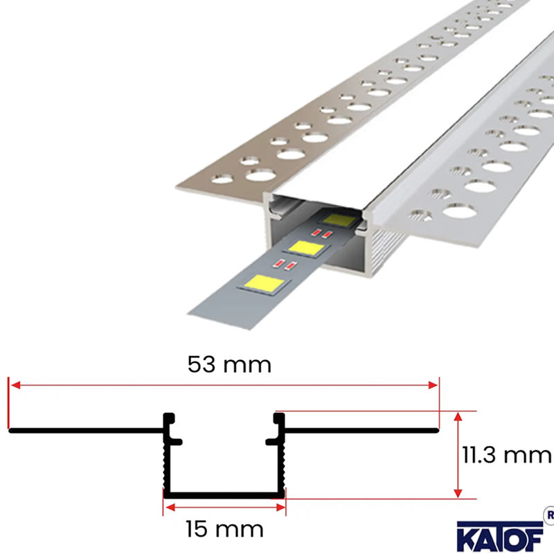 1.5cm 3mt Düz Trimless Led Profil | Karaköy Led Shop