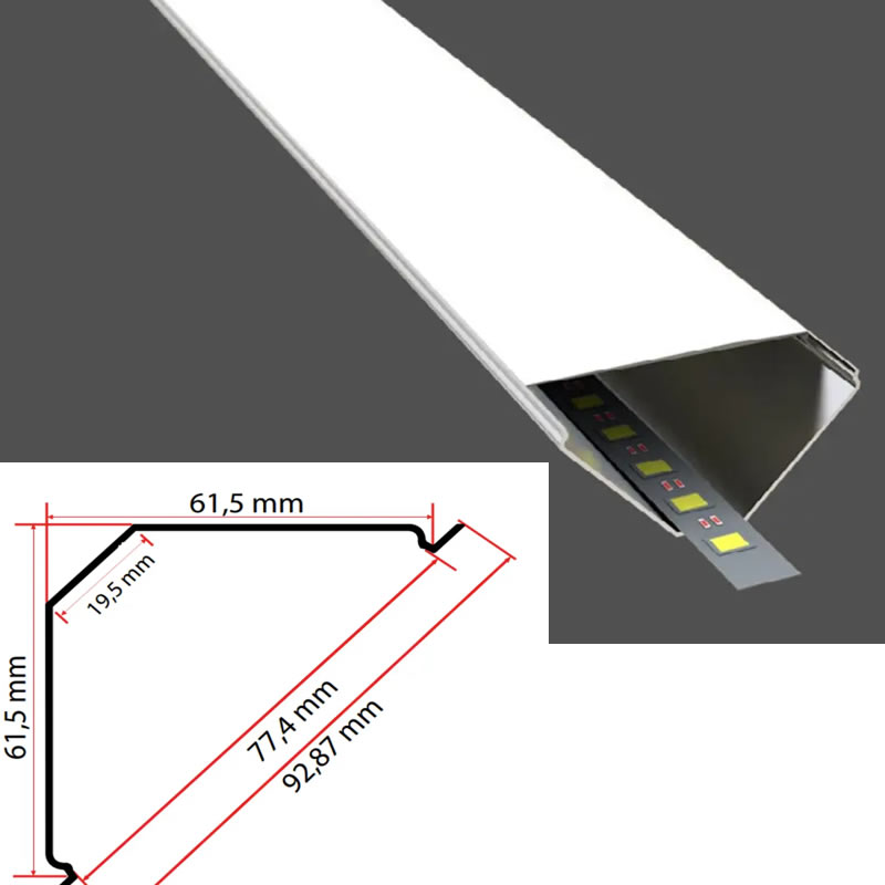 77.4mm 3mt Tavan Köşe LED Profili | Karaköy Led Shop
