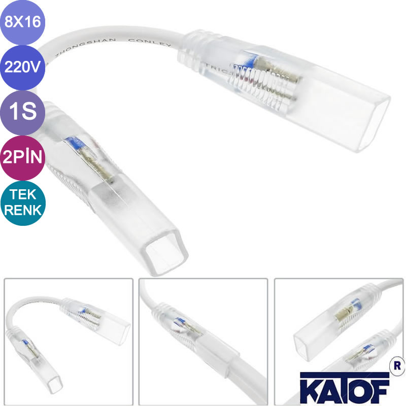 220V 8X16mm 1S Tek Renk Neon Led Birleştirme Aparatı | Karaköy Led Shop