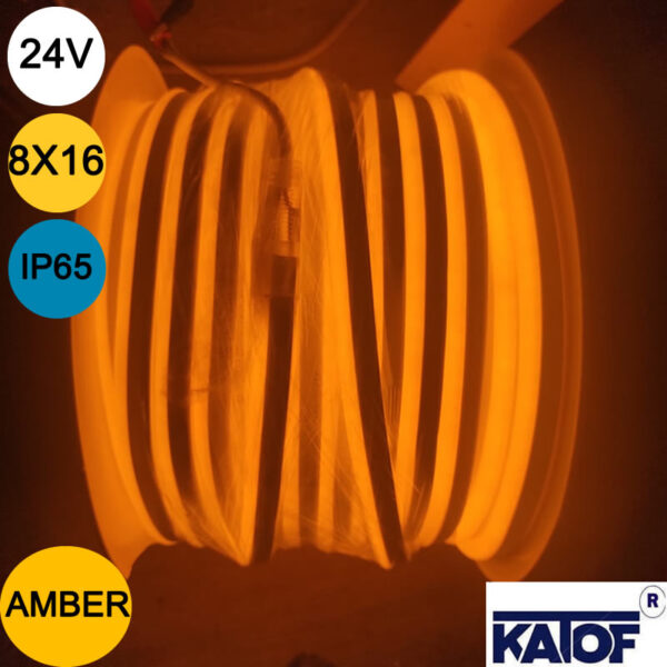24 Volt 8x16 mm 1S IP65 Neon Led Amber | Karaköy Led Shop